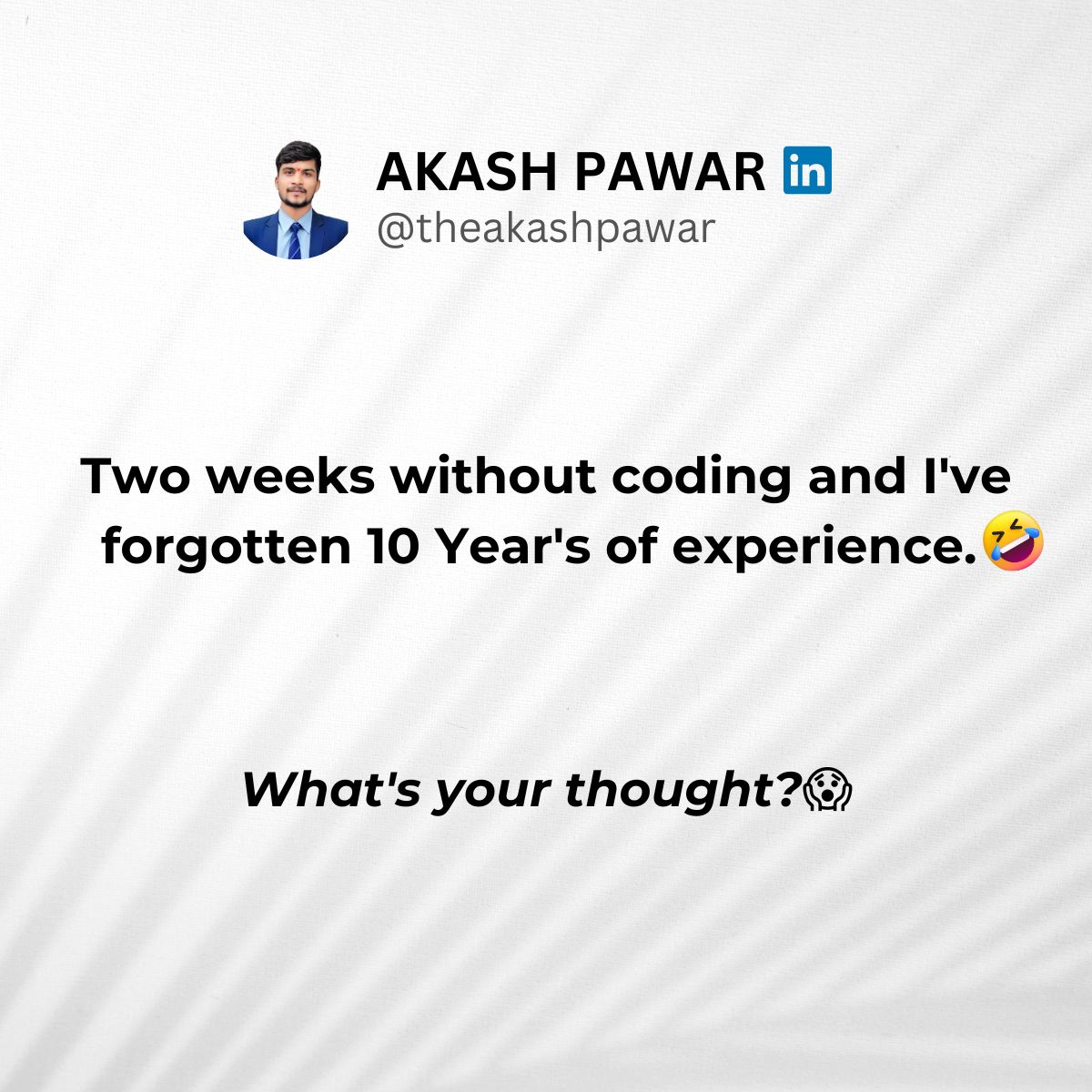 AKASH PAWAR on LinkedIn: #commentbelow #coding #coder #codinglife AKASH PAWAR on LinkedIn: #commentbelow #coding #coder #codinglife