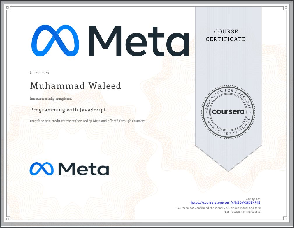 Muhammad Waleed on LinkedIn: #coursera #javascript #oop Muhammad Waleed on LinkedIn: #coursera #javascript #oop