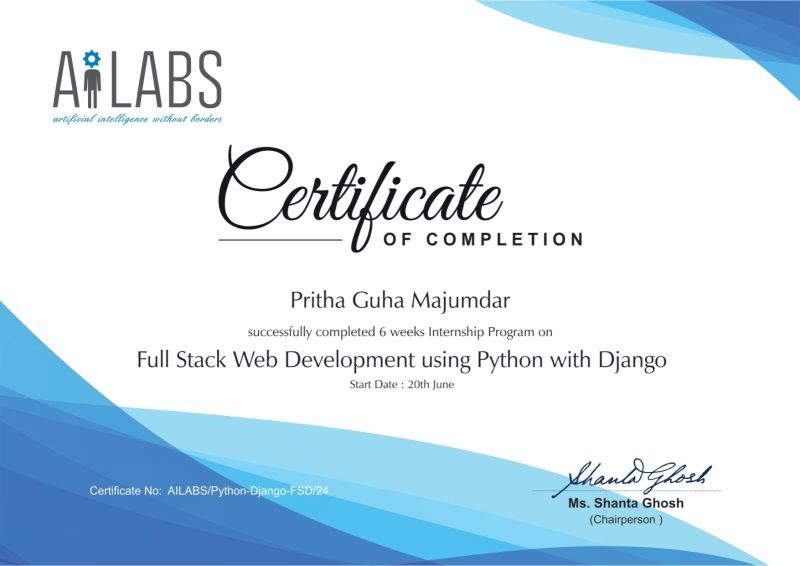 Pritha Guha Majumdar on LinkedIn: #django #python #webdevelopment # ... Pritha Guha Majumdar on LinkedIn: #django #python #webdevelopment # ...