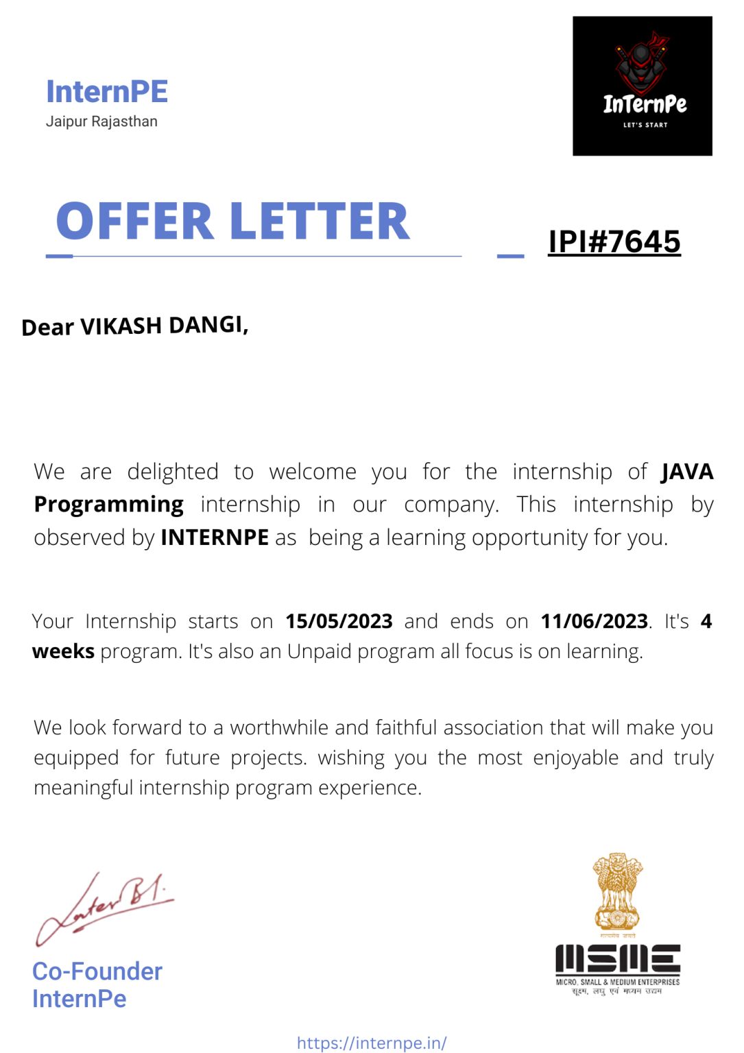 Vikash Dangi on LinkedIn: #javaprogramming #internship #internpe #java ... Vikash Dangi on LinkedIn: #javaprogramming #internship #internpe #java ...