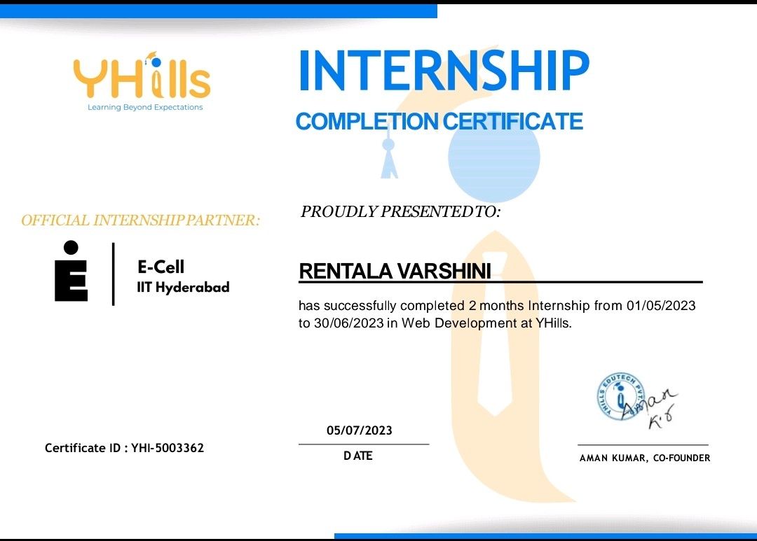VARSHINI RENTALA on LinkedIn: #connections #yhills #frontendwebdeveloper VARSHINI RENTALA on LinkedIn: #connections #yhills #frontendwebdeveloper