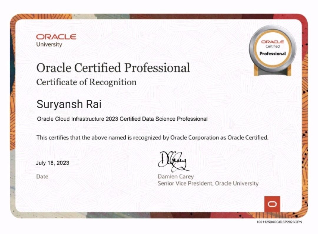 Suryansh Rai on LinkedIn: Happy to share that i am now Oracle Certified ... Suryansh Rai on LinkedIn: Happy to share that i am now Oracle Certified ...