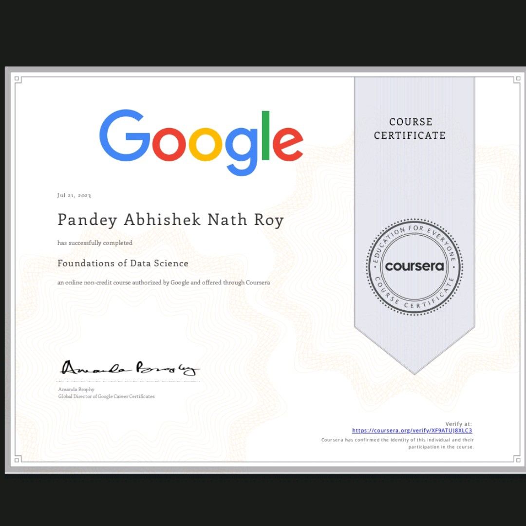 Pandey Abhishek Nath Roy on LinkedIn: I’m happy to share that I’ve ... Pandey Abhishek Nath Roy on LinkedIn: I’m happy to share that I’ve ...