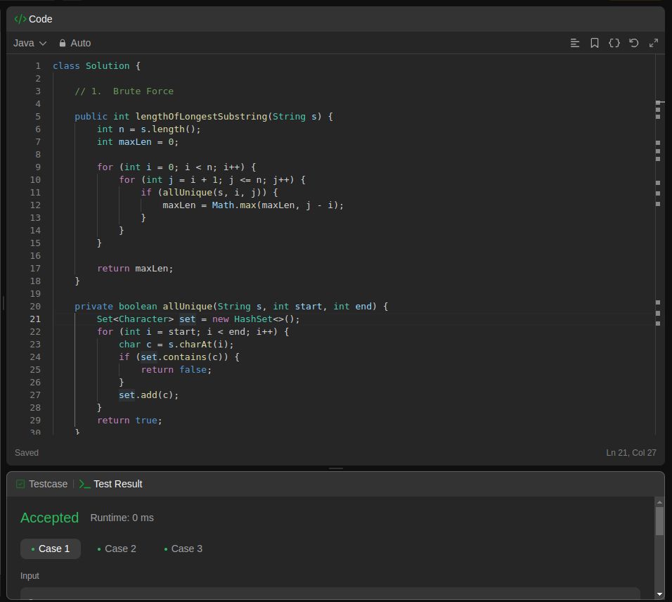 Vishal Rathod on LinkedIn: I have solved LeetCode No. 3: Longest ... Vishal Rathod on LinkedIn: I have solved LeetCode No. 3: Longest ...