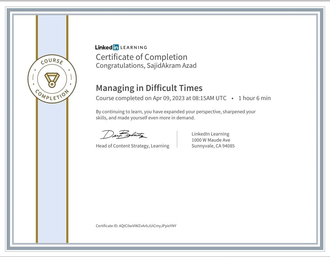 Sajid Akram Azad on LinkedIn: #linkedinlearning #jacobs #career #thankyou Sajid Akram Azad on LinkedIn: #linkedinlearning #jacobs #career #thankyou
