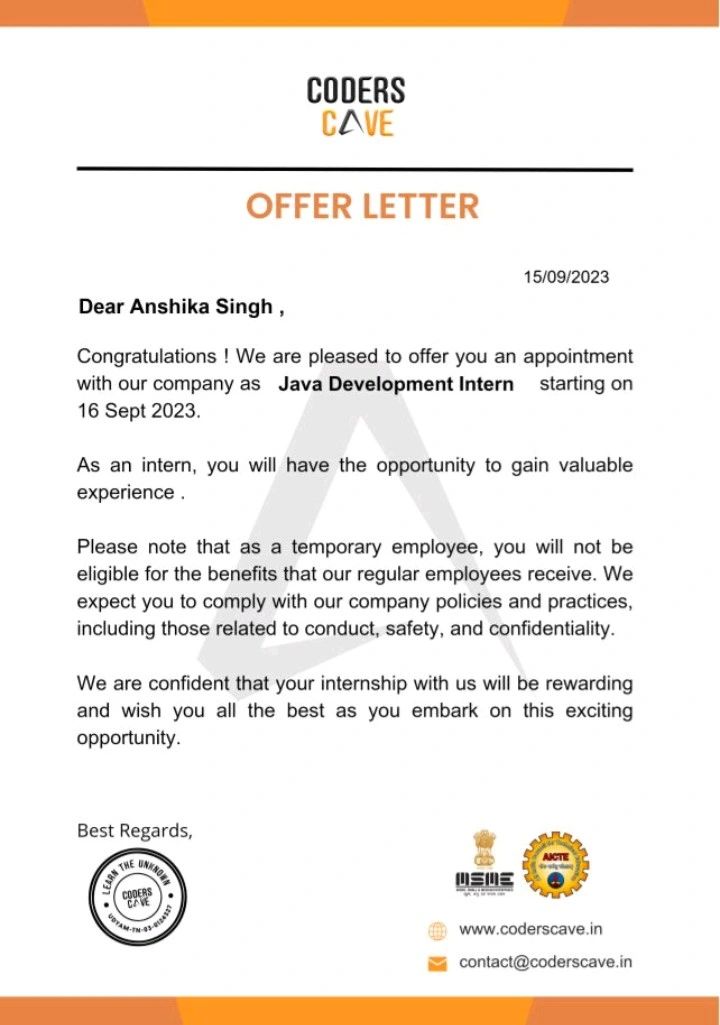 Anshika Singh on LinkedIn: #javaprogramming #internship Anshika Singh on LinkedIn: #javaprogramming #internship
