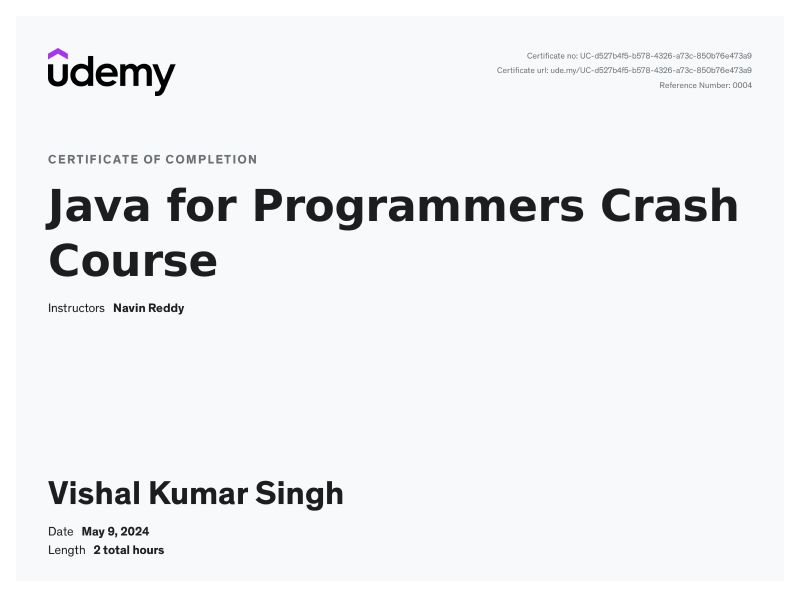 Vishal Singh on LinkedIn: #javaprogramming #java #udemy Vishal Singh on LinkedIn: #javaprogramming #java #udemy