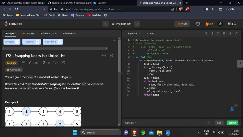 Shashank Singh on LinkedIn: Swapping Nodes in a Linked List Shashank Singh on LinkedIn: Swapping Nodes in a Linked List