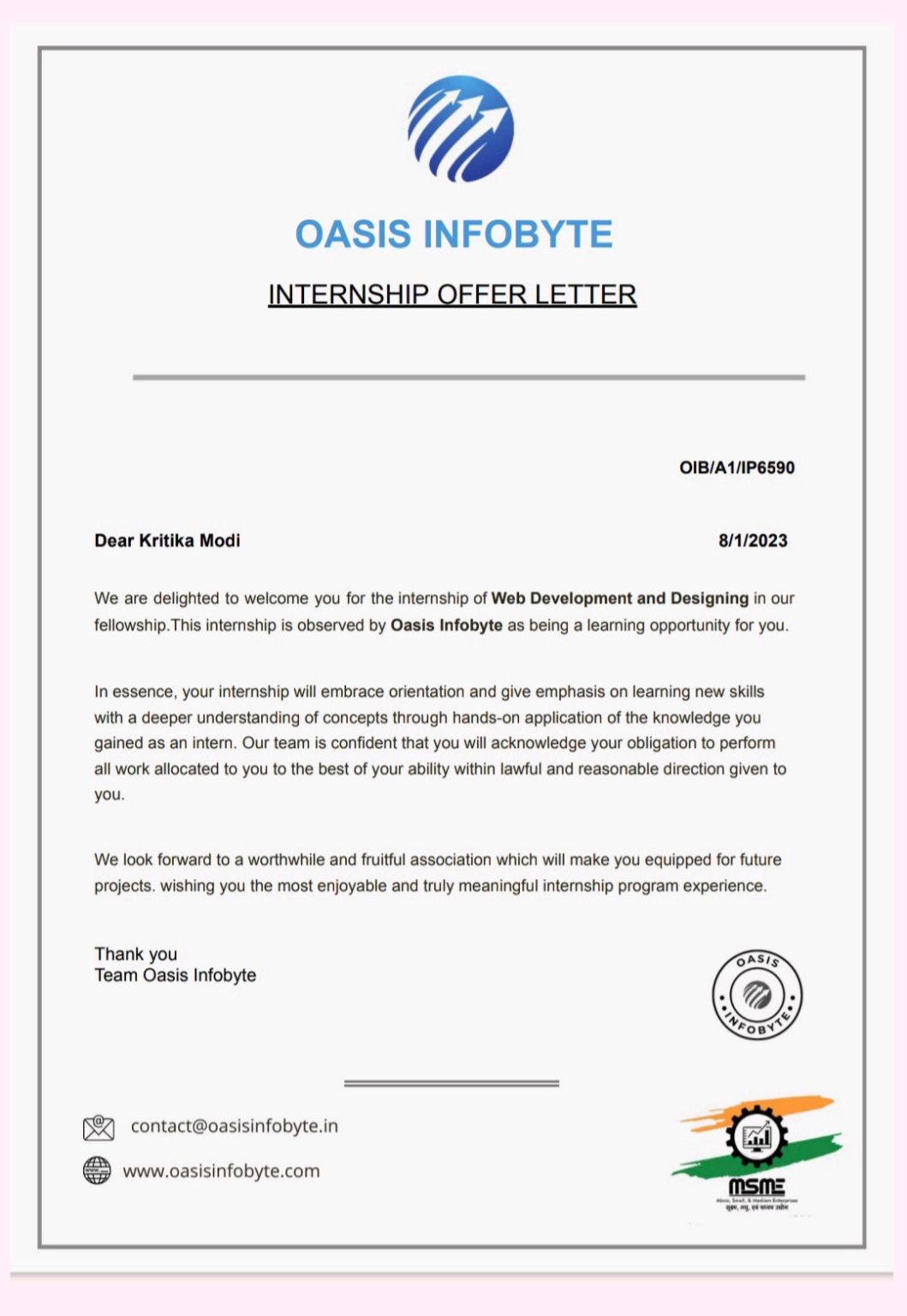 Kritika Modi- Web Developer on LinkedIn: #oasisinfobyte #techcommunity ... Kritika Modi- Web Developer on LinkedIn: #oasisinfobyte #techcommunity ...