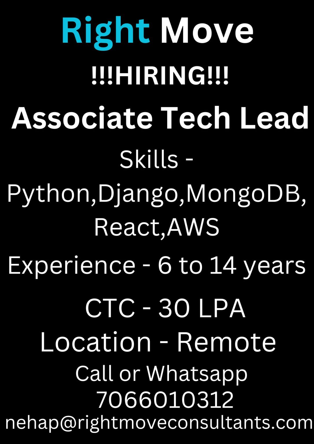 Neha P on LinkedIn: #hiring #python #django #mongodb #react #aws Neha P on LinkedIn: #hiring #python #django #mongodb #react #aws