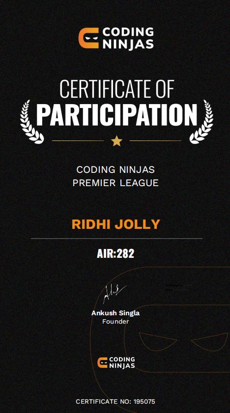 Ridhi Jolly on LinkedIn: #codingchallenge #codingninjas Ridhi Jolly on LinkedIn: #codingchallenge #codingninjas