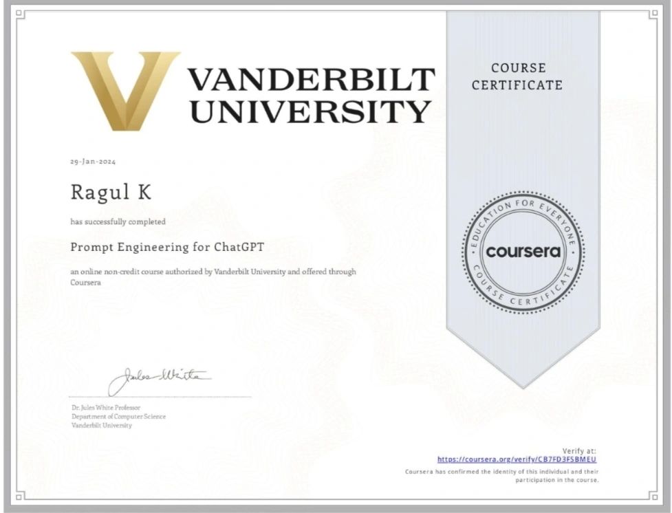 RAGUL.K K on LinkedIn: #promptengineering #cousera RAGUL.K K on LinkedIn: #promptengineering #cousera