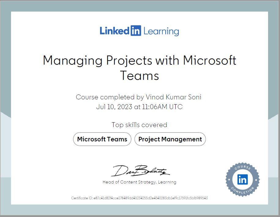 Vinod Kumar Soni on LinkedIn: Just finished the course “Managing ... Vinod Kumar Soni on LinkedIn: Just finished the course “Managing ...