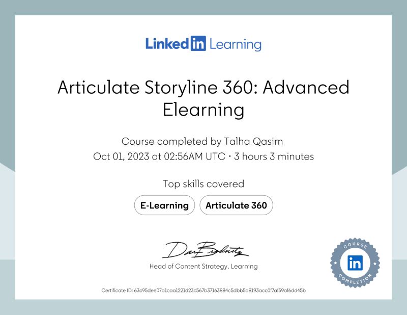 Talha Qasim on LinkedIn: Certificate of Completion Talha Qasim on LinkedIn: Certificate of Completion