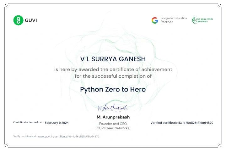 Surrya Ganesh V L on LinkedIn: #pythonprogramming #python Surrya Ganesh V L on LinkedIn: #pythonprogramming #python