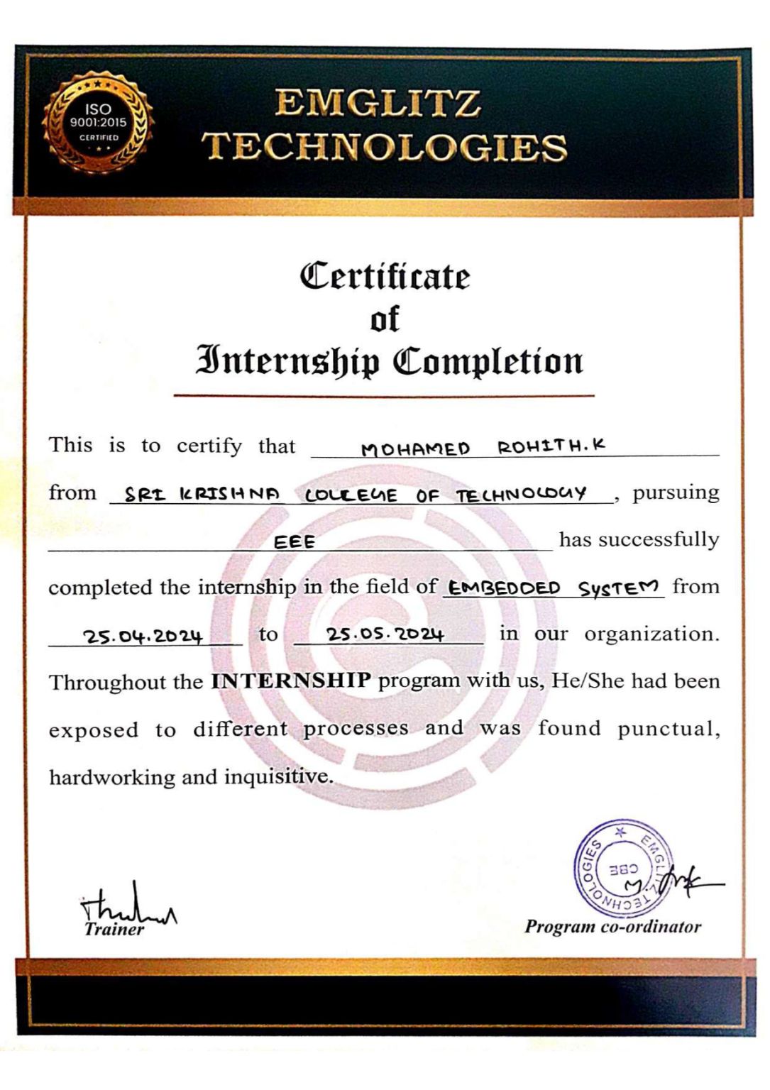 MOHAMED ROHITH KAJA MOHAIDEEN on LinkedIn: #internshipcompletion # ... MOHAMED ROHITH KAJA MOHAIDEEN on LinkedIn: #internshipcompletion # ...