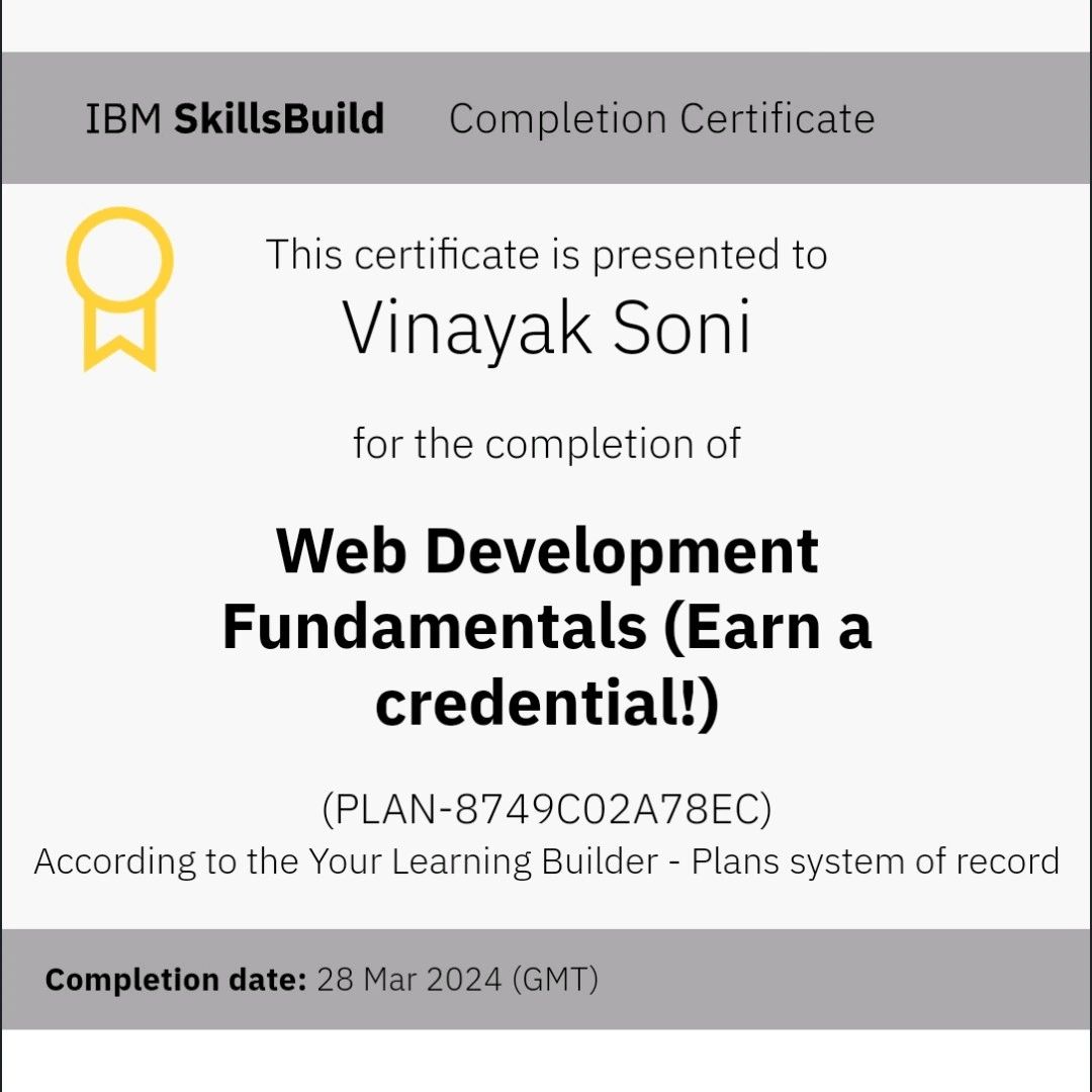 Vinayak Soni on LinkedIn: #webdevelopment #ibm #skillsbuild #html #css ... Vinayak Soni on LinkedIn: #webdevelopment #ibm #skillsbuild #html #css ...