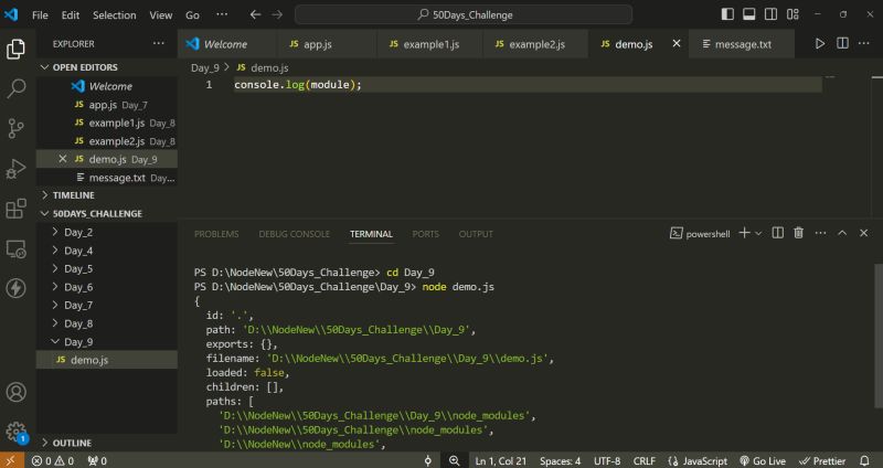 My 50 Days Node.js Challenge: Local Modules and Module Object | Praveen ... My 50 Days Node.js Challenge: Local Modules and Module Object | Praveen ...