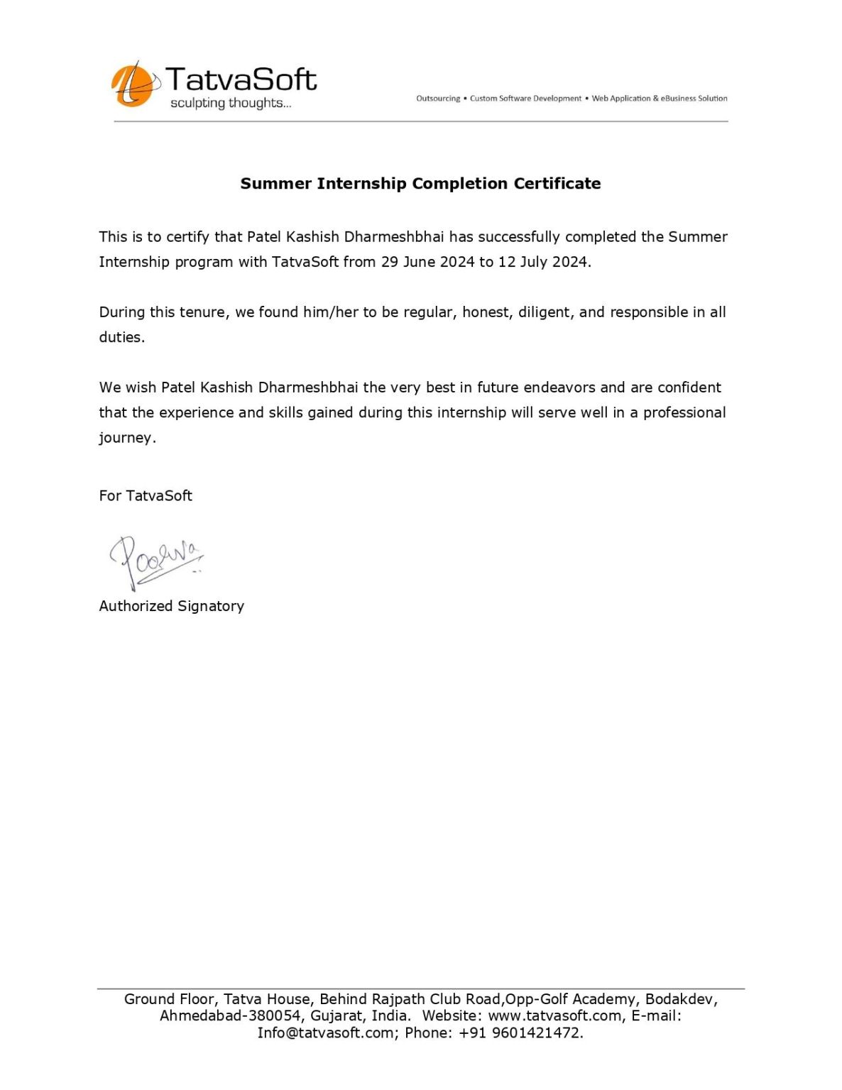 Kashish Patel on LinkedIn: #internship #tatvasoft #softwaredevelopment ... Kashish Patel on LinkedIn: #internship #tatvasoft #softwaredevelopment ...
