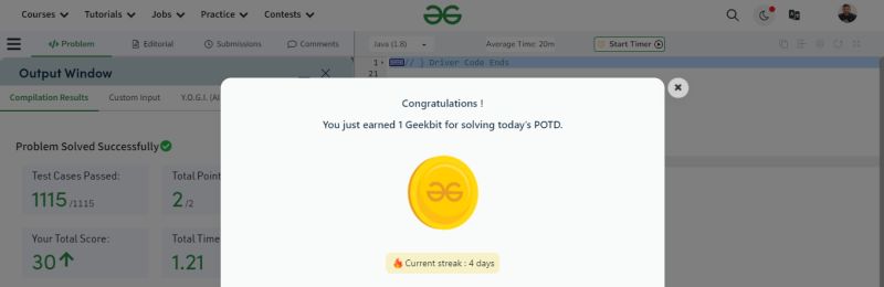 Dheeraj Batane on LinkedIn: #day4ofgfg #potd #problemoftheday # ... Dheeraj Batane on LinkedIn: #day4ofgfg #potd #problemoftheday # ...