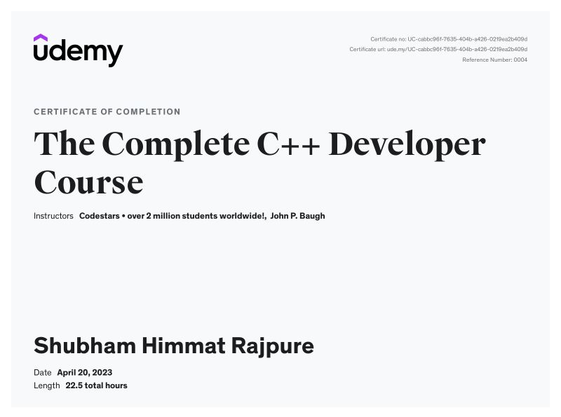 Shubham Rajpure on LinkedIn: #cplusplus #programming #udemy # ... Shubham Rajpure on LinkedIn: #cplusplus #programming #udemy # ...