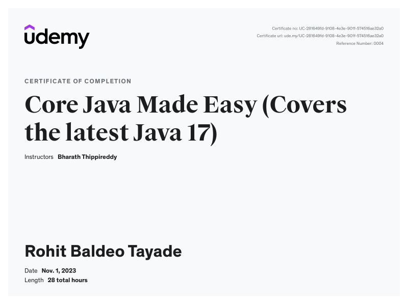 Rohit Tayade on LinkedIn: #java #programming #certification # ... Rohit Tayade on LinkedIn: #java #programming #certification # ...
