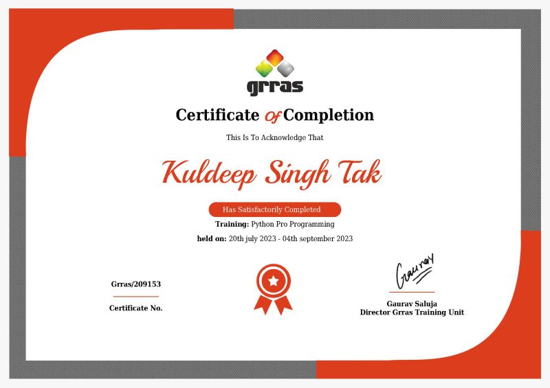 Kuldeep Singh Tak on LinkedIn: #python #internship #grrassolutions # ... Kuldeep Singh Tak on LinkedIn: #python #internship #grrassolutions # ...