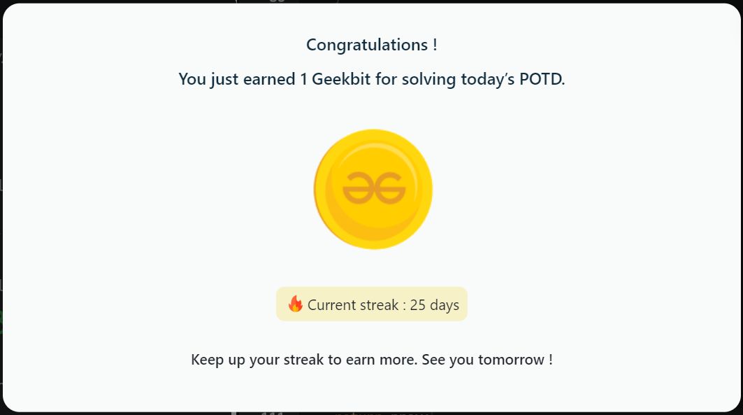 Day 25 of #100DaysOfCode: Solved GeeksforGeeks problem | Ganesh Shete ... Day 25 of #100DaysOfCode: Solved GeeksforGeeks problem | Ganesh Shete ...