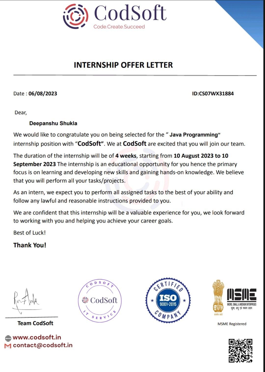 Deepanshu Shukla on LinkedIn: #codsoft #javaprogramming Deepanshu Shukla on LinkedIn: #codsoft #javaprogramming