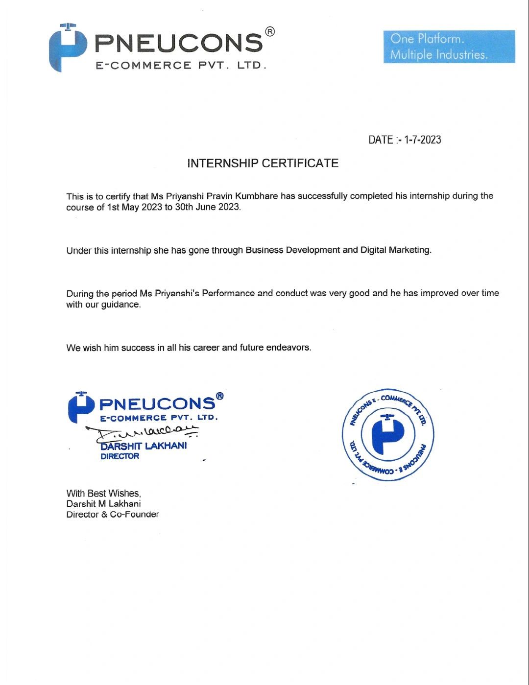 Priyanshi Kumbhare on LinkedIn: Hello Connections. Delighted to ... Priyanshi Kumbhare on LinkedIn: Hello Connections. Delighted to ...