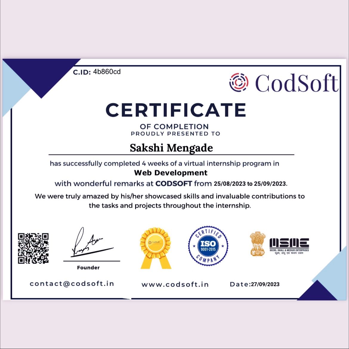 Sakshi Mengade on LinkedIn: CodSoft Sakshi Mengade on LinkedIn: CodSoft