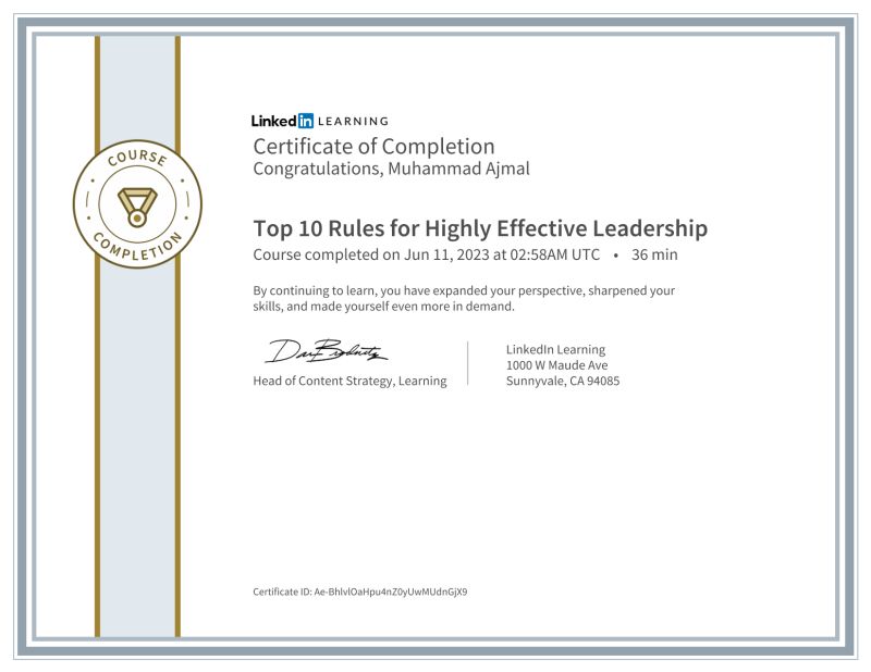 Muhammad Ajmal on LinkedIn: Certificate of Completion Muhammad Ajmal on LinkedIn: Certificate of Completion