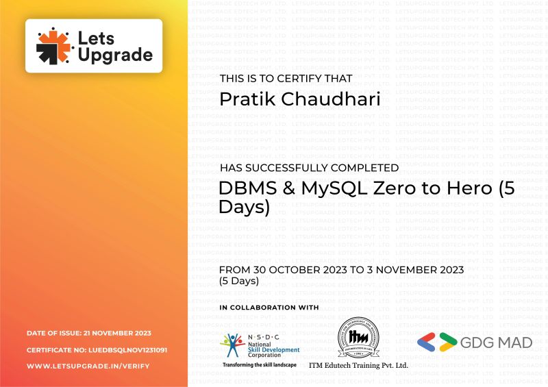 Pratik Chaudhari on LinkedIn: #mysql #dbms #letsupgrade Pratik Chaudhari on LinkedIn: #mysql #dbms #letsupgrade