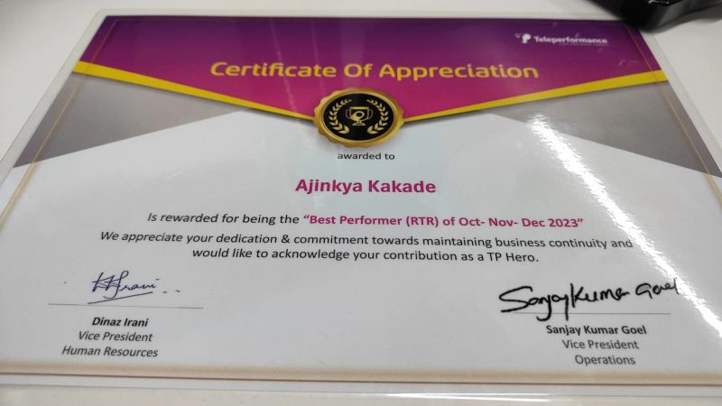 Ajinkya Kakde on LinkedIn: #teleperformance #reward #performance #r2r # ... Ajinkya Kakde on LinkedIn: #teleperformance #reward #performance #r2r # ...