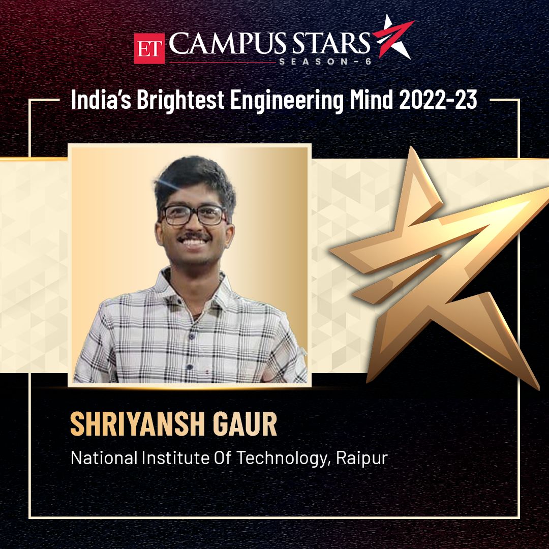 ET Campus Stars on LinkedIn: Congratulations Shriyansh Gaur, National ... ET Campus Stars on LinkedIn: Congratulations Shriyansh Gaur, National ...
