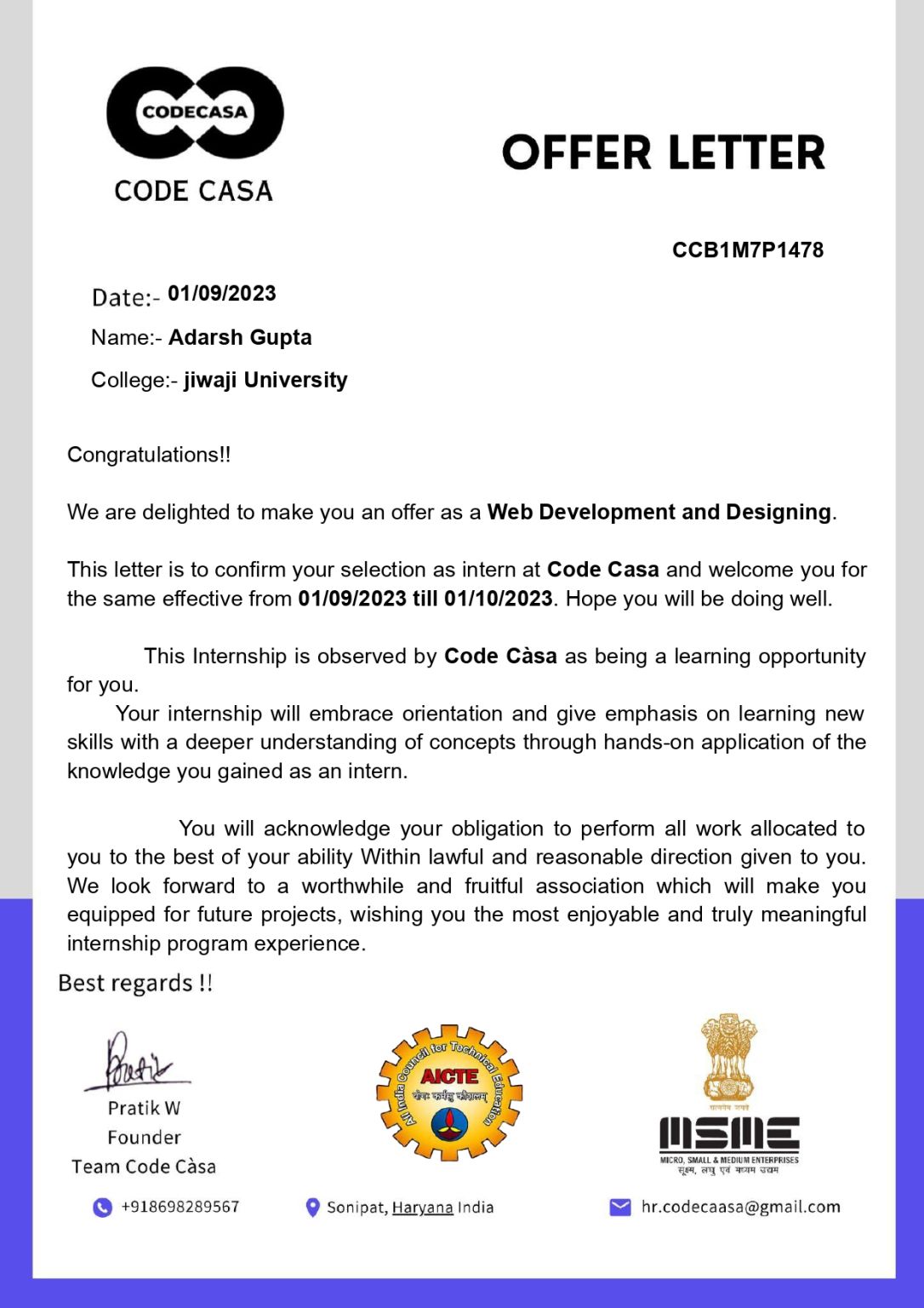 Adarsh Gupta 1st on LinkedIn: #codecasa #codecasainternship #webdevelopment Adarsh Gupta 1st on LinkedIn: #codecasa #codecasainternship #webdevelopment