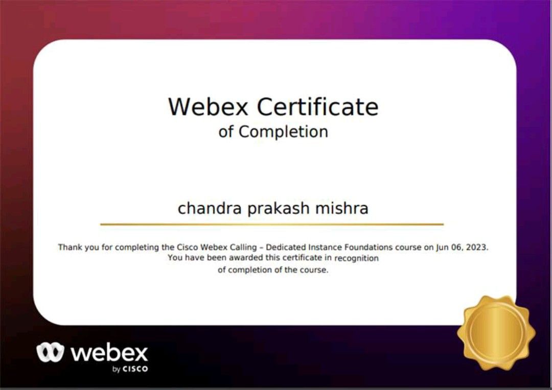 CHANDRA PRAKASH MISHRA on LinkedIn: Cisco WebEx Calling - Dedicated ... CHANDRA PRAKASH MISHRA on LinkedIn: Cisco WebEx Calling - Dedicated ...