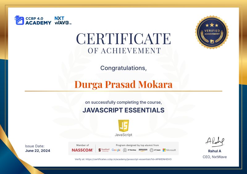 Durga Prasad Mokara on LinkedIn: #ccbp #javascript #nxtwave # ... Durga Prasad Mokara on LinkedIn: #ccbp #javascript #nxtwave # ...