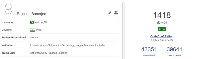 Rajdeep Banerjee on LinkedIn: #codechef #coding #competitiveprogramming Rajdeep Banerjee on LinkedIn: #codechef #coding #competitiveprogramming