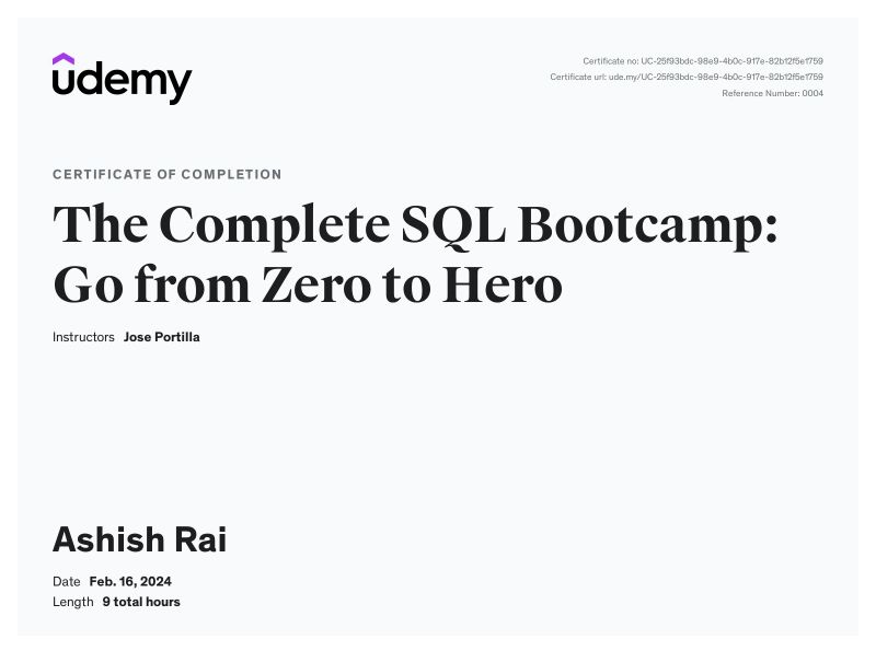 Ashish Rai on LinkedIn: #sql #datamanagement #udemy #learnandgrow # ... Ashish Rai on LinkedIn: #sql #datamanagement #udemy #learnandgrow # ...