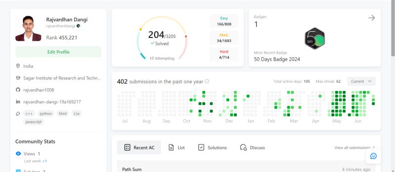 Rajvardhan Dangi on LinkedIn: #streak #62_days #codingjourney #leetcode ... Rajvardhan Dangi on LinkedIn: #streak #62_days #codingjourney #leetcode ...