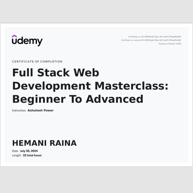 Hemani Raina on LinkedIn: #webdevelopment #certification #html #css # ... Hemani Raina on LinkedIn: #webdevelopment #certification #html #css # ...