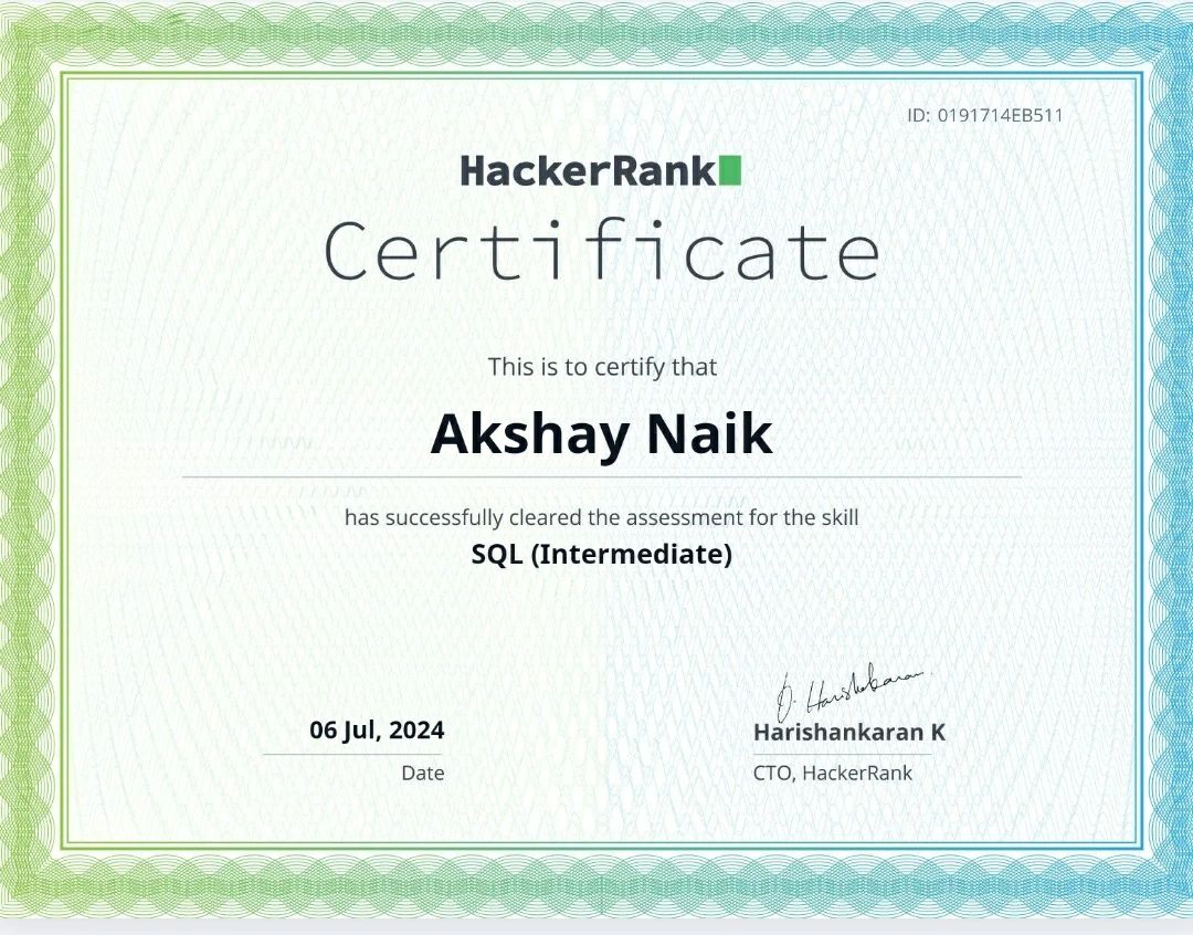 Akshay Naik on LinkedIn: #learning #sql #certification #hackerrank Akshay Naik on LinkedIn: #learning #sql #certification #hackerrank