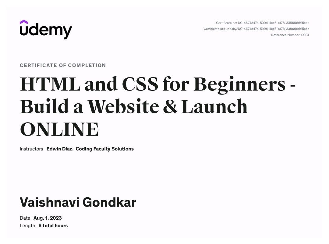 Vaishnavi Gondkar on LinkedIn: #udemy #udemycertified #html #css # ... Vaishnavi Gondkar on LinkedIn: #udemy #udemycertified #html #css # ...