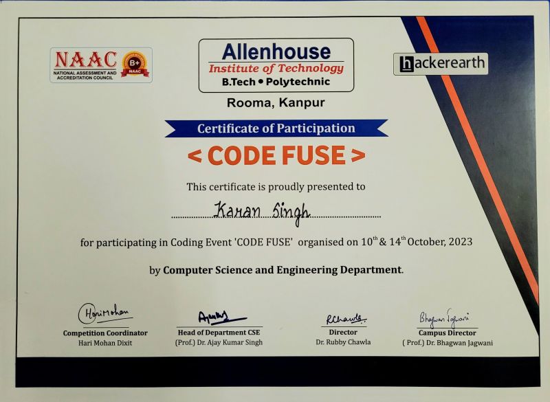 Karan Singh on LinkedIn: #codefuse #hackathon #techjourney #certifiedcoder Karan Singh on LinkedIn: #codefuse #hackathon #techjourney #certifiedcoder
