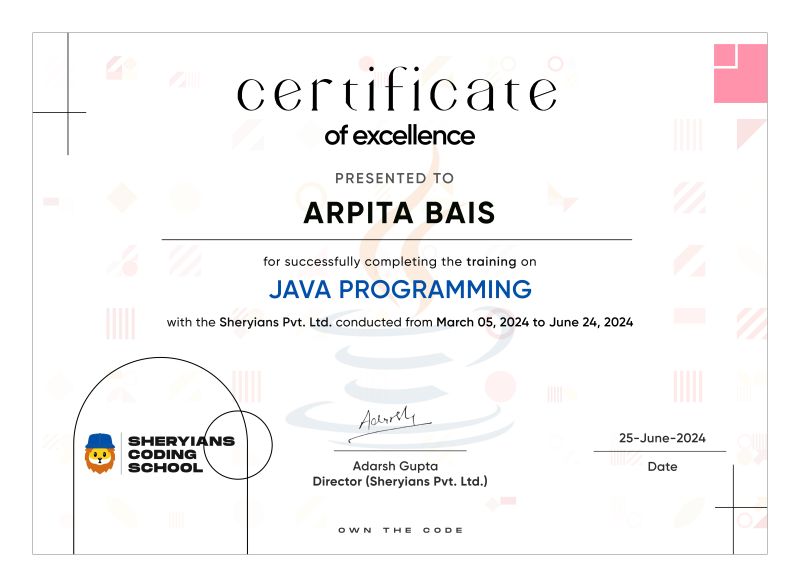 Arpita Bais on LinkedIn: #java #certification #achievement # ... Arpita Bais on LinkedIn: #java #certification #achievement # ...
