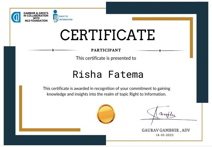 Attended a webinar on right to information by Gambhir & Jurists | Risha ... Attended a webinar on right to information by Gambhir & Jurists | Risha ...
