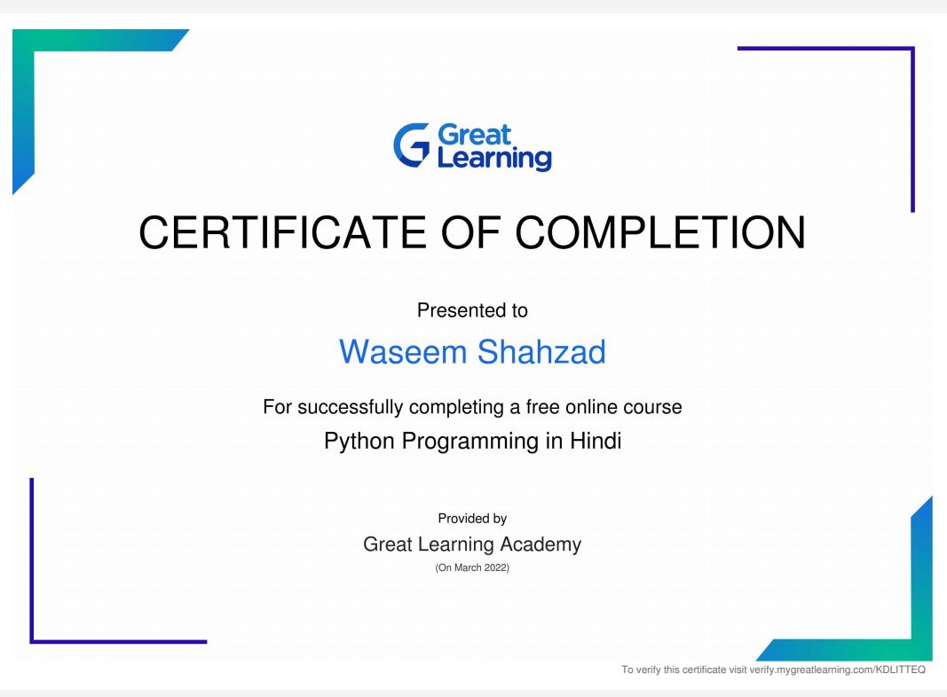Waseem Shahzad on LinkedIn: #python #greatlearning #programmingjourney Waseem Shahzad on LinkedIn: #python #greatlearning #programmingjourney