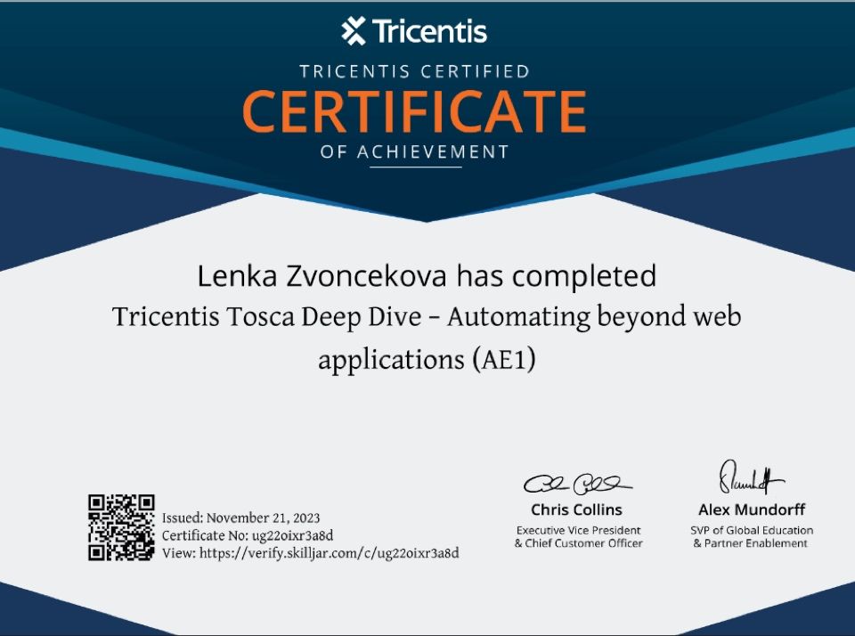 Lenka Zvoncekova on LinkedIn: Next course Tricentis Tosca Deep Dive − ... Lenka Zvoncekova on LinkedIn: Next course Tricentis Tosca Deep Dive − ...