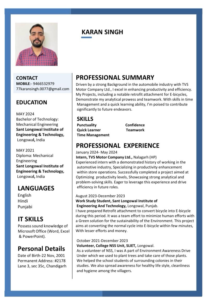 Karan Singh on LinkedIn: Dear Hiring Team, I am sharing my CV. Please ... Karan Singh on LinkedIn: Dear Hiring Team, I am sharing my CV. Please ...